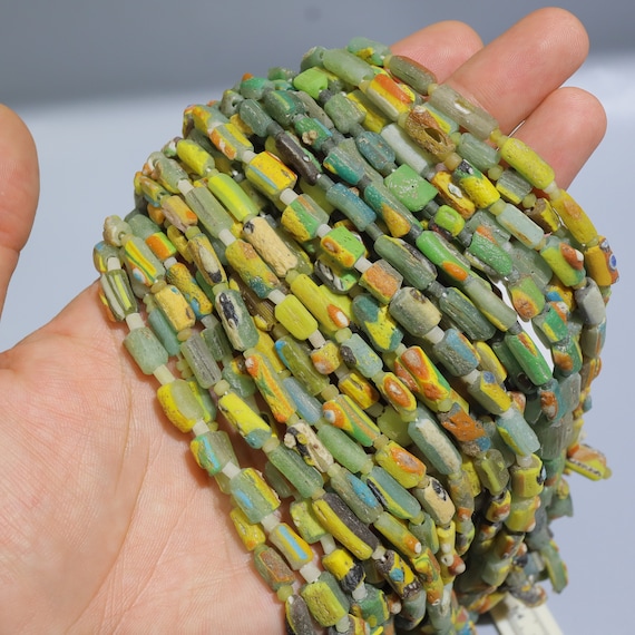 Ancient Roman glass yellow green , roman Era antique … - Gem