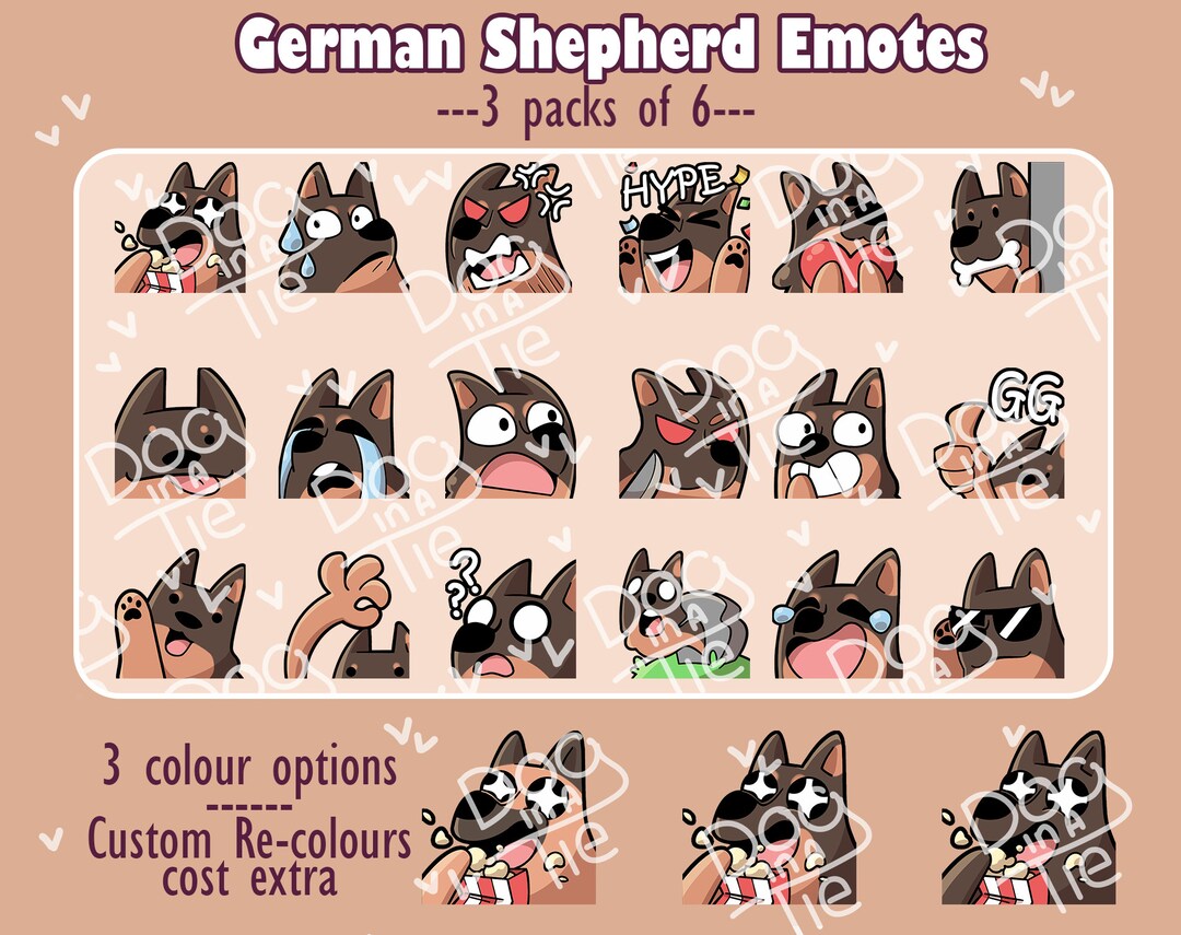 German Shepherd Emote Packs | Twitch and Discord | 3 Packs | 18 Total ...