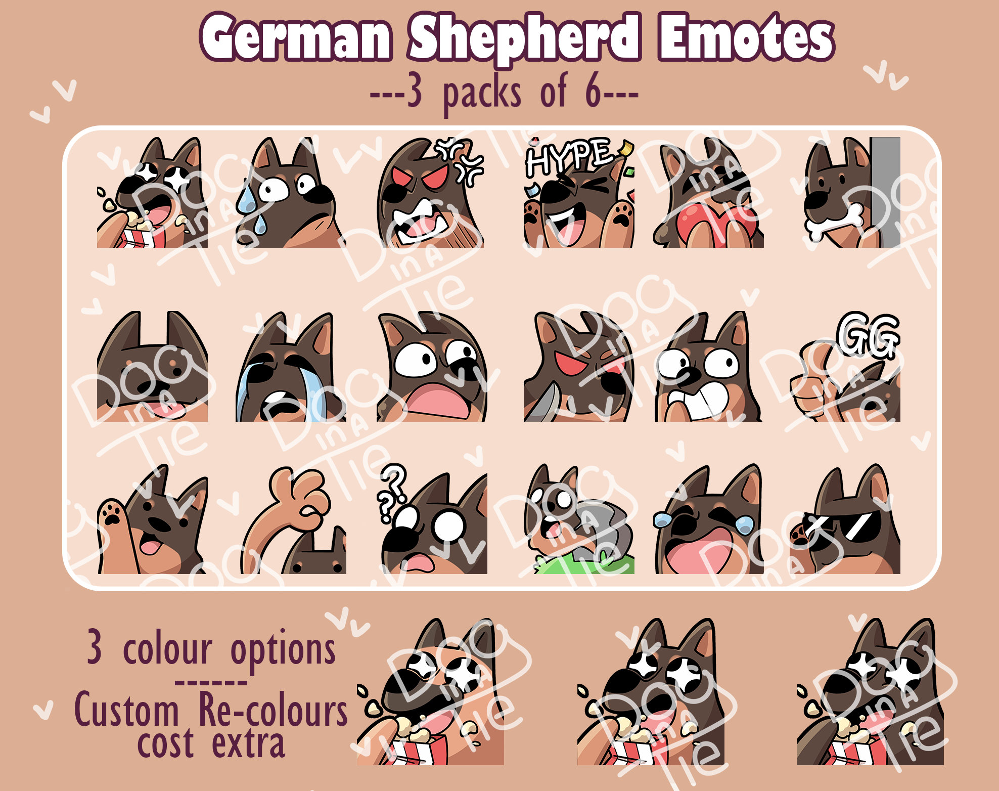 German Shepherd Emote Packs Twitch and Discord 3 Packs - Etsy
