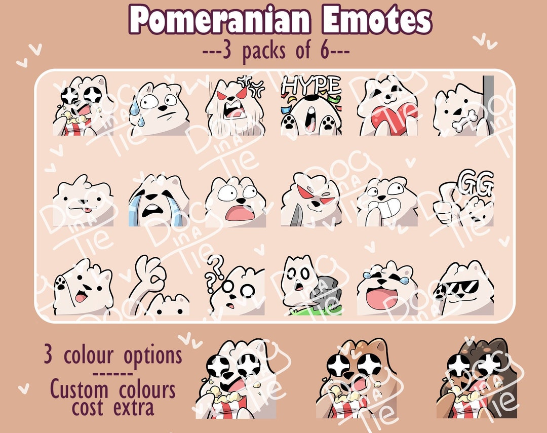 Pomeranian Emote Packs | Twitch and Discord | 3 Packs | 18 Total Emotes ...