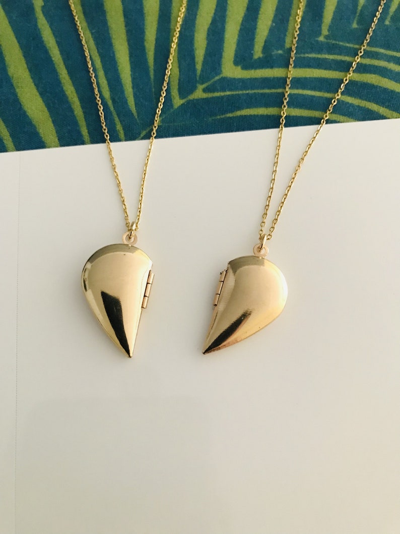 Personalized 14K Gold Half Heart Photo Locket Necklace With - Etsy