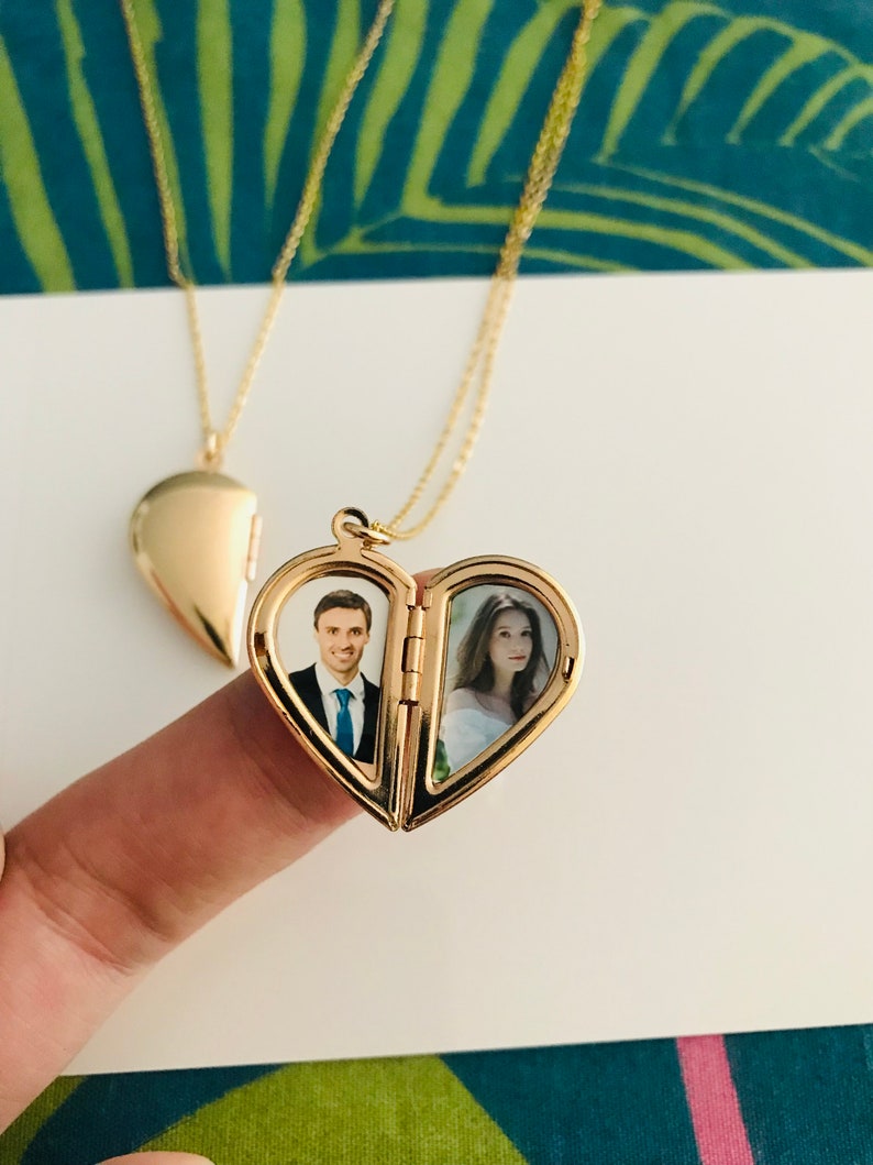 Personalized 14K Gold Half Heart Photo Locket Necklace With - Etsy