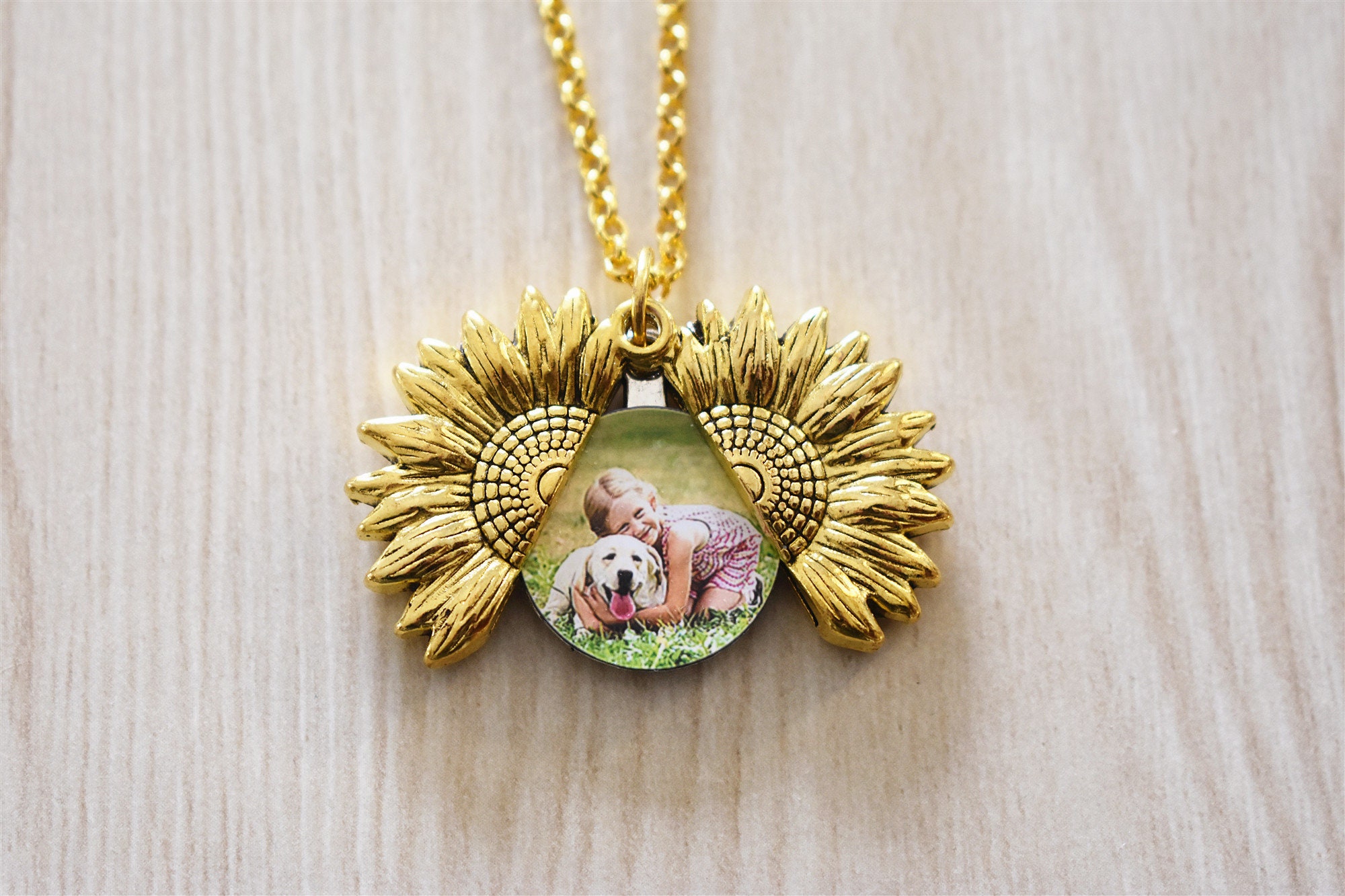 Custom Sunflower Photo Locket Necklace You Are My Sunshine - Etsy
