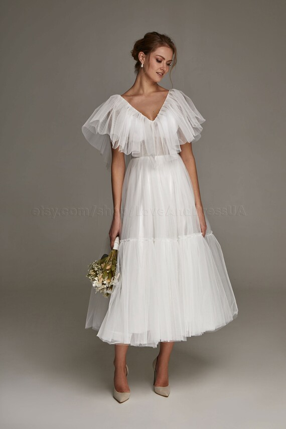 Short Wedding Dress Simple Wedding Dress Boho Wedding Dress - Etsy