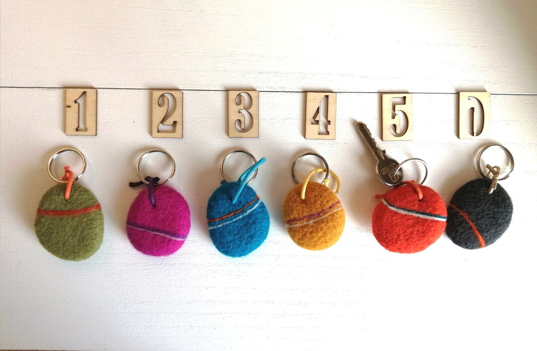 Felted Wool Pebble Key Ring - Etsy