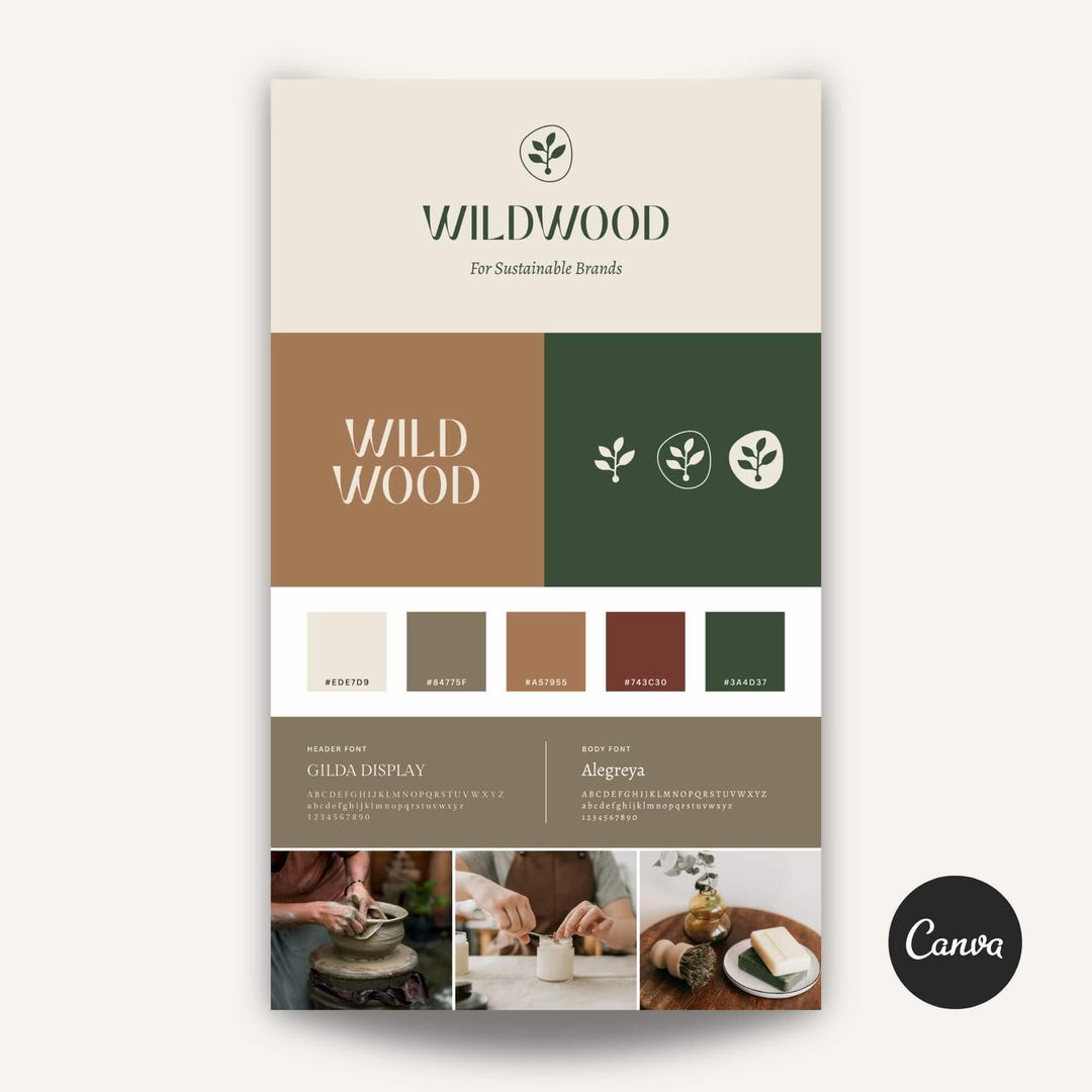 Earthy Brand Identity Kit for Small Businesses – Editable Logo, Font ...