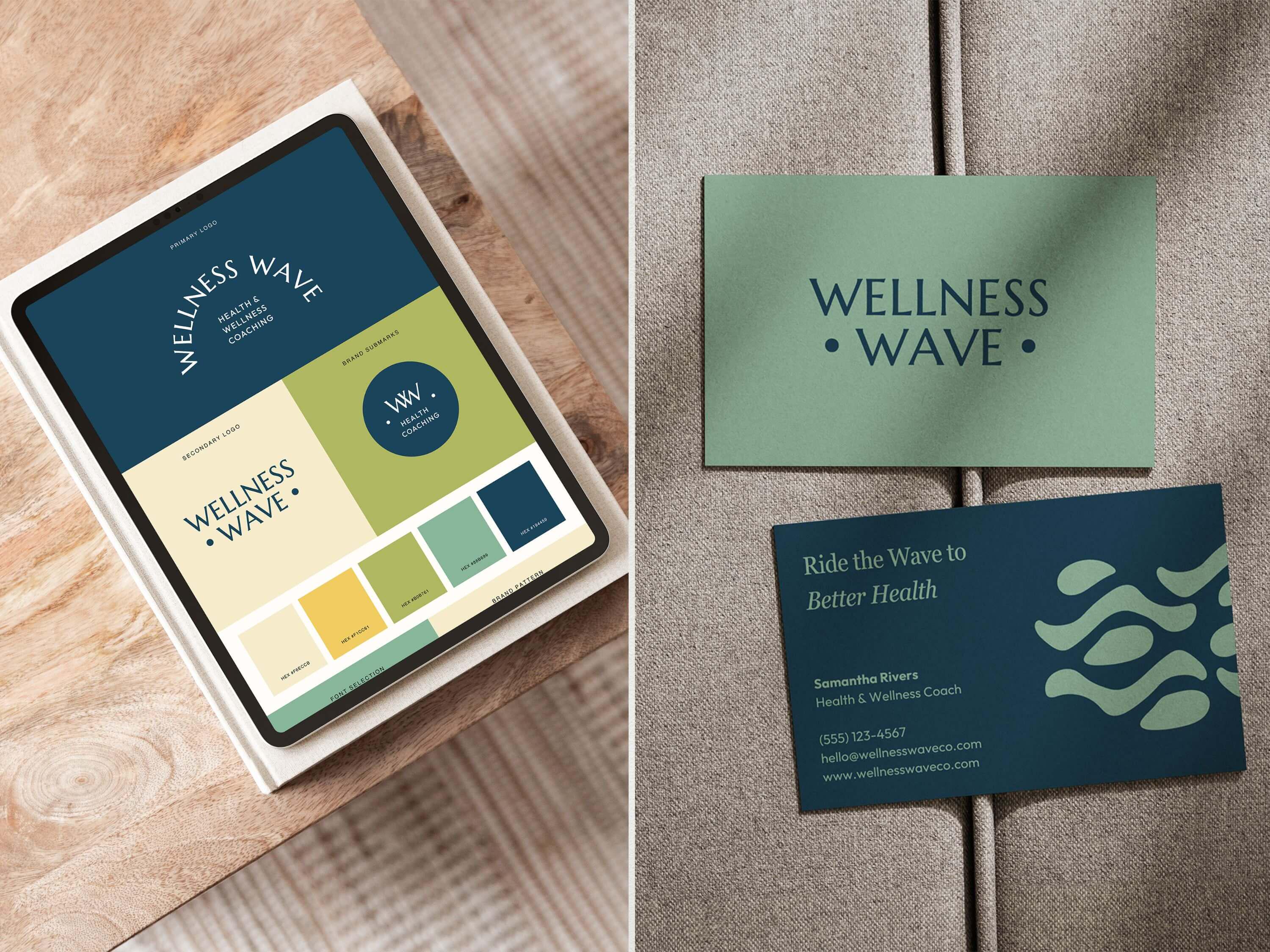 Wellness Canva Brand Kit: Editable Logos, Color Palettes, Business Card ...