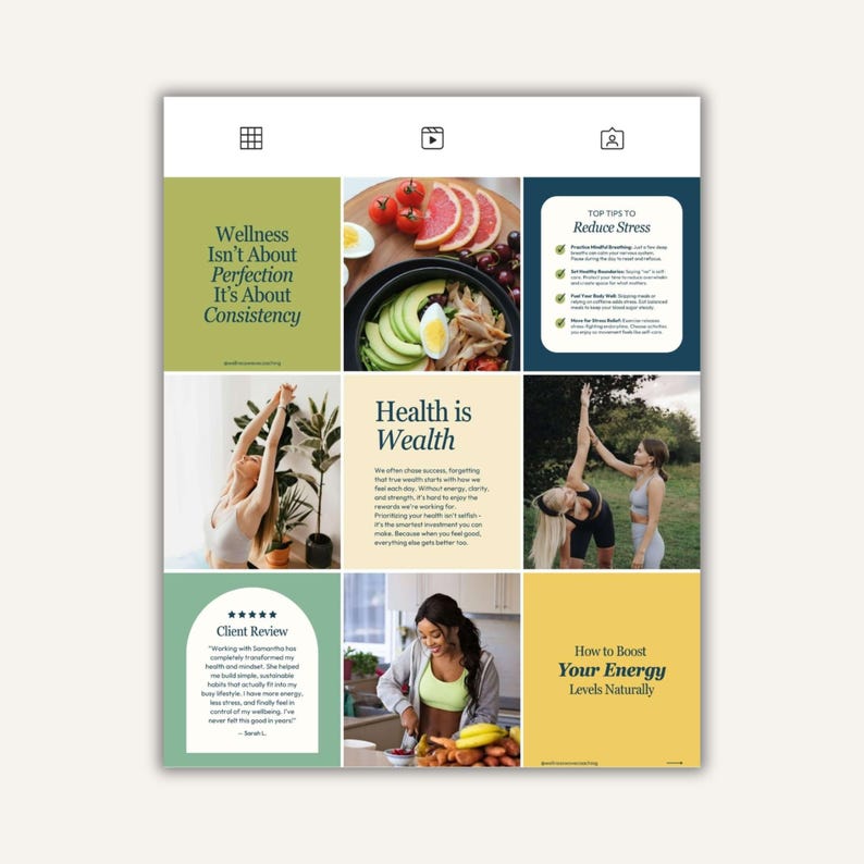 Wellness Canva Brand Kit: Editable Logos, Color Palettes, Business Card ...