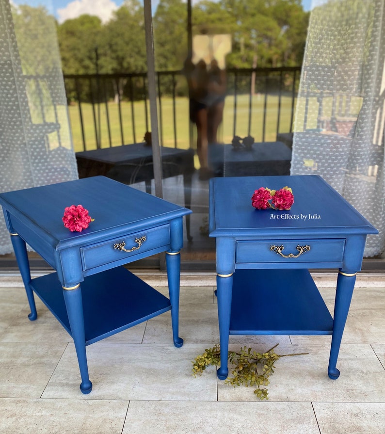 SOLD OUT End Tables, Side Tables, Bedside, Blue End Table, French ...