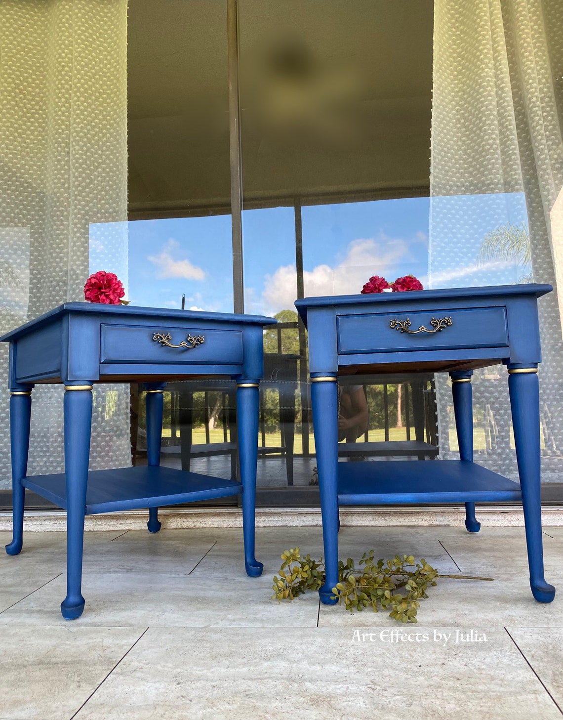 SOLD OUT End Tables, Side Tables, Bedside, Blue End Table, French ...