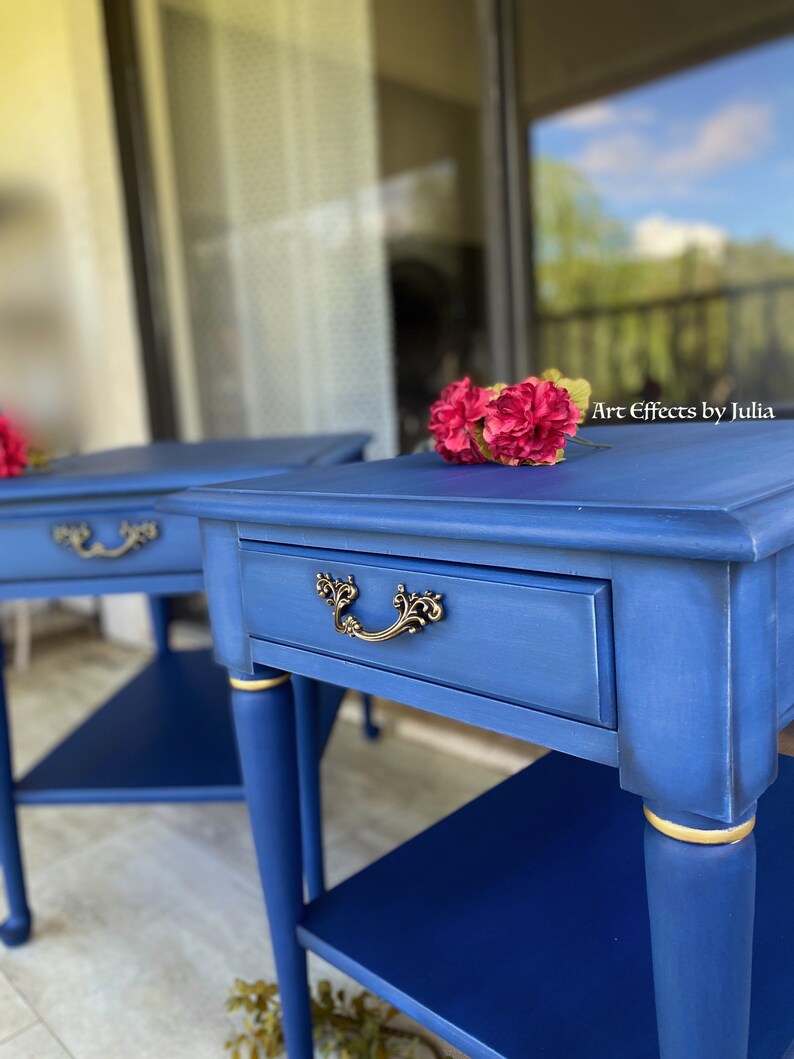 SOLD OUT End Tables, Side Tables, Bedside, Blue End Table, French ...