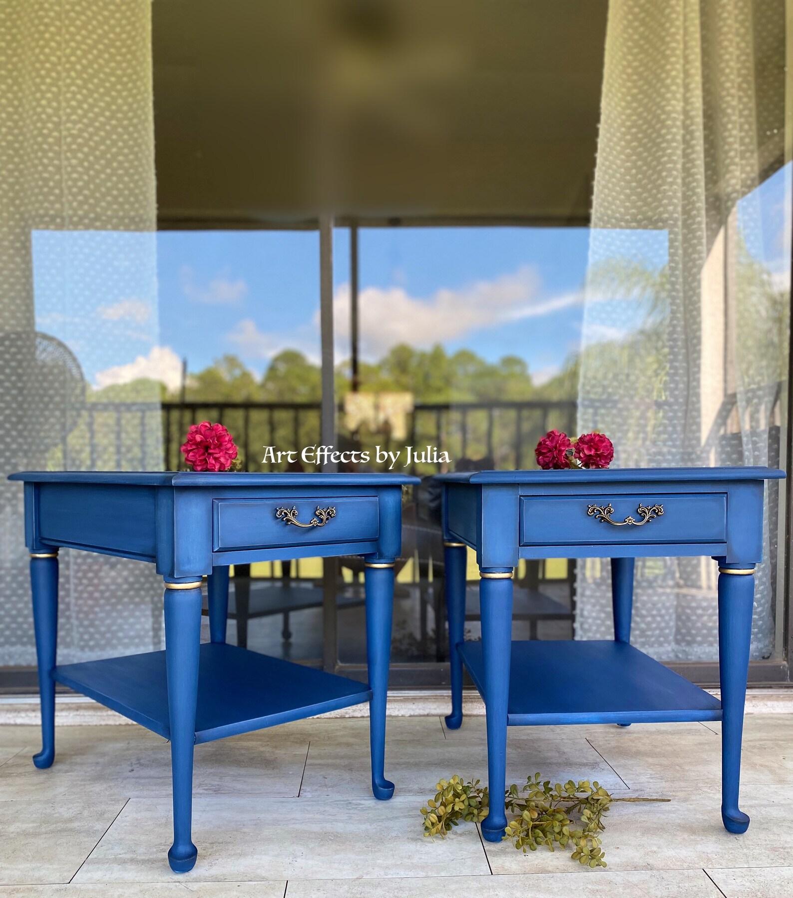 SOLD OUT End Tables, Side Tables, Bedside, Blue End Table, French ...