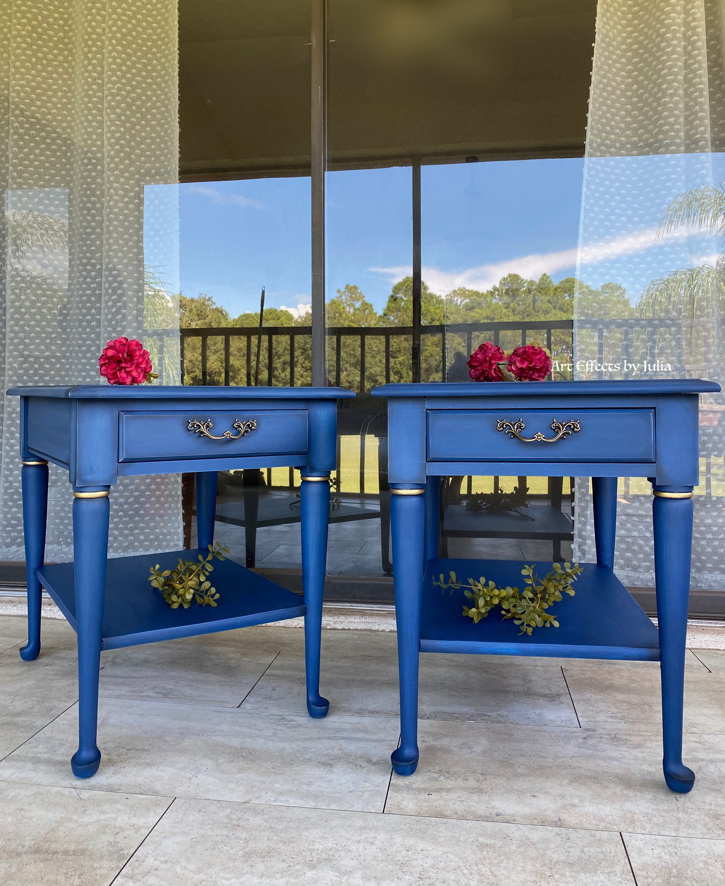 SOLD OUT End Tables, Side Tables, Bedside, Blue End Table, French ...