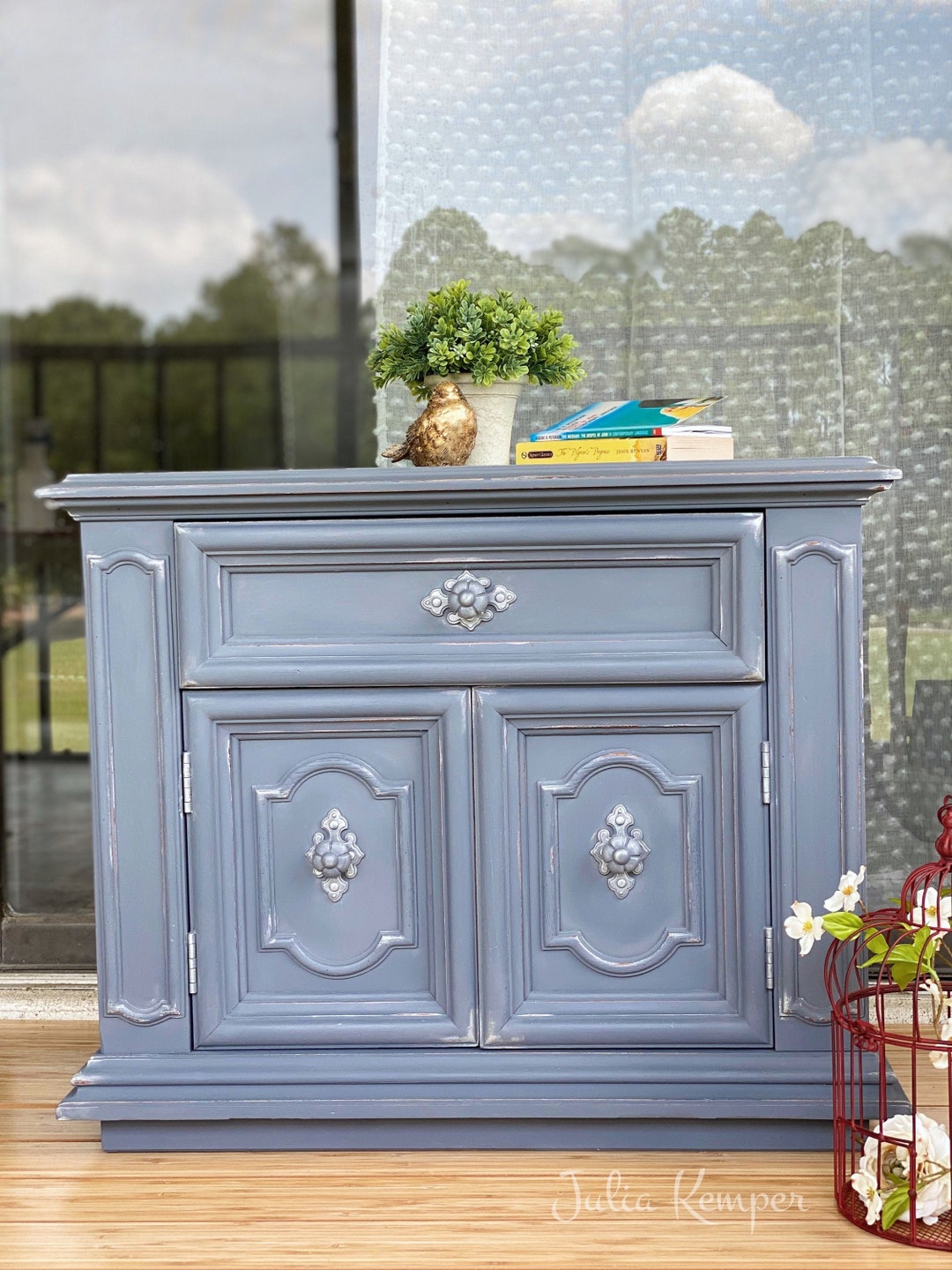 SOLD. SOLD. Blue Nightstand Bed Side Table Storage Table Custom Modern ...