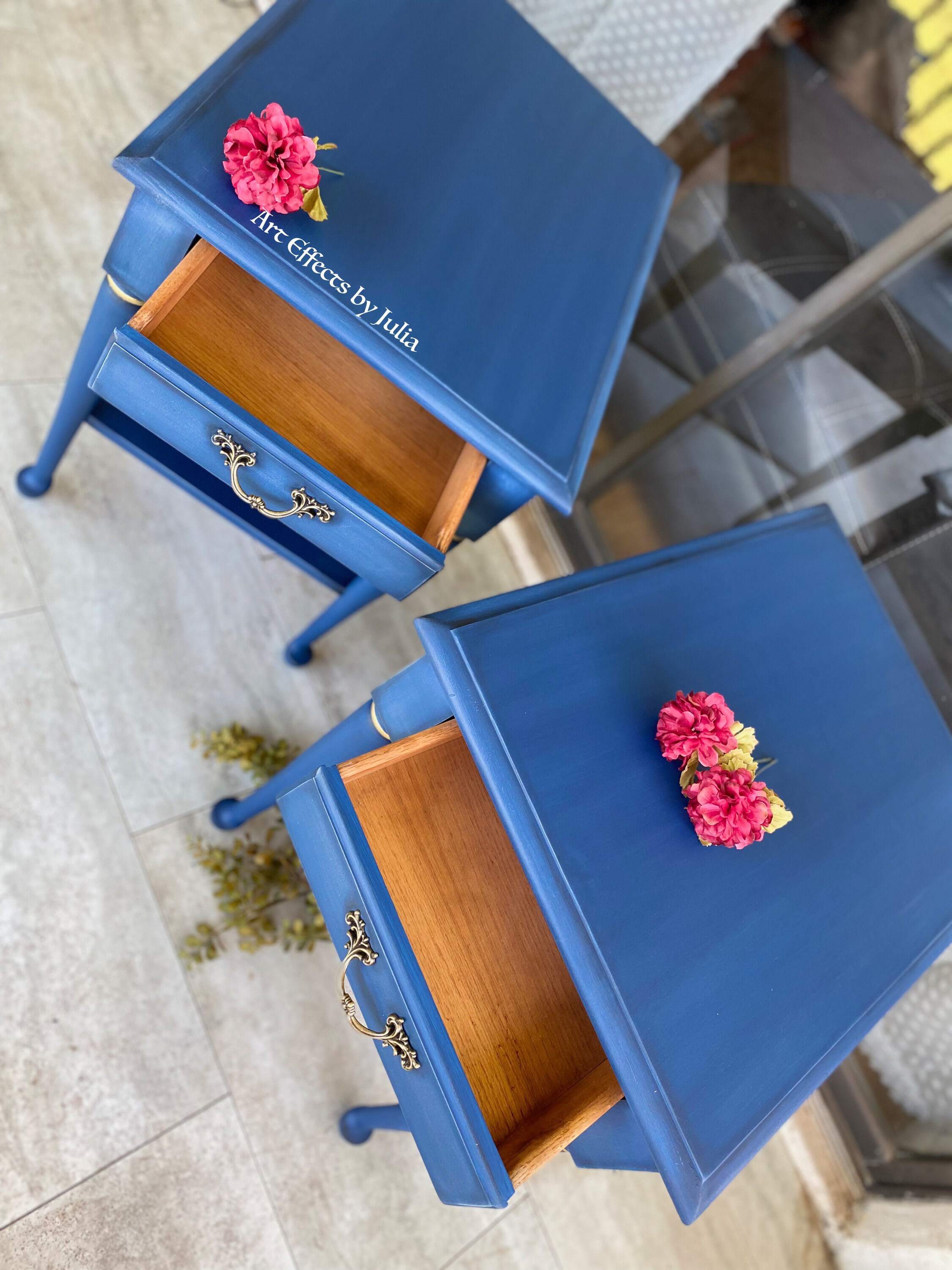 SOLD OUT End Tables, Side Tables, Bedside, Blue End Table, French ...