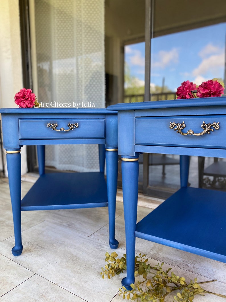 SOLD OUT End Tables, Side Tables, Bedside, Blue End Table, French ...