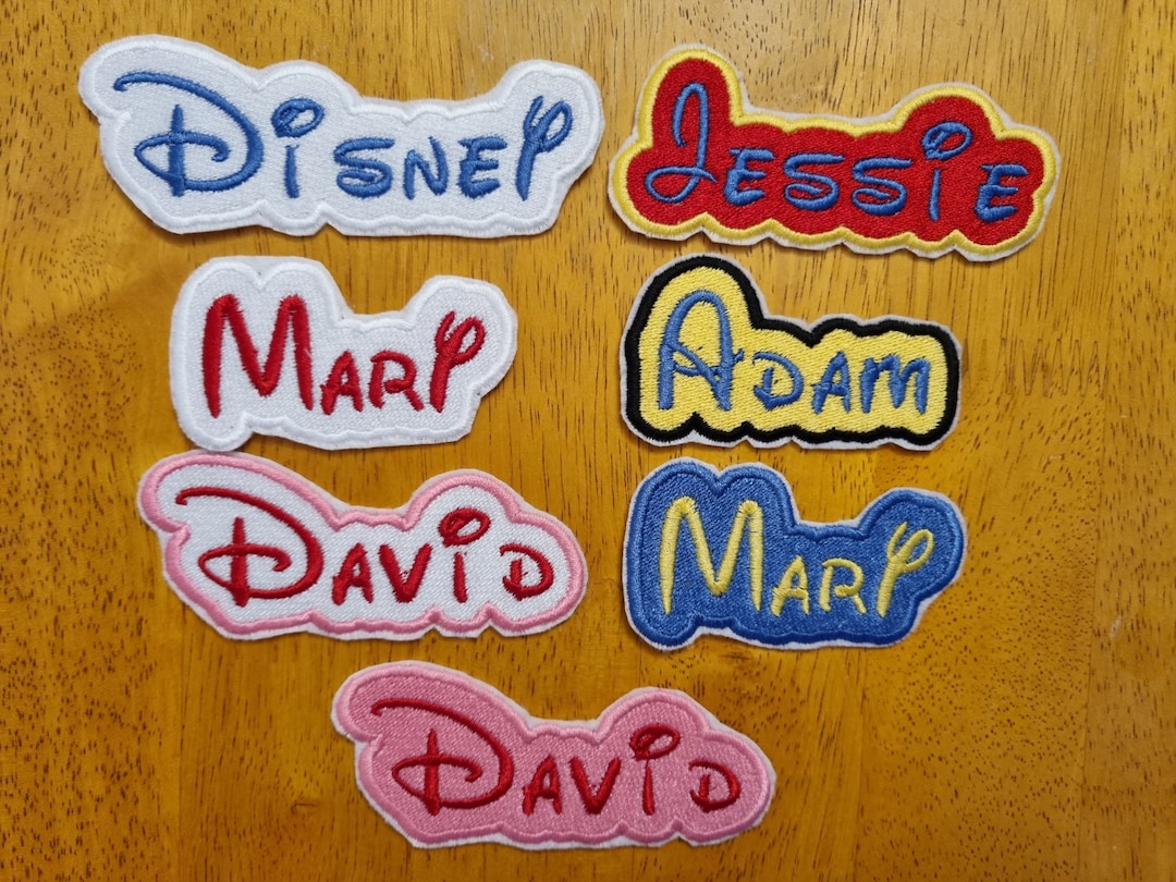 PERSONALISED DISNEY Name Tag Logo TEXT Badge Patch Around 4 X - Etsy
