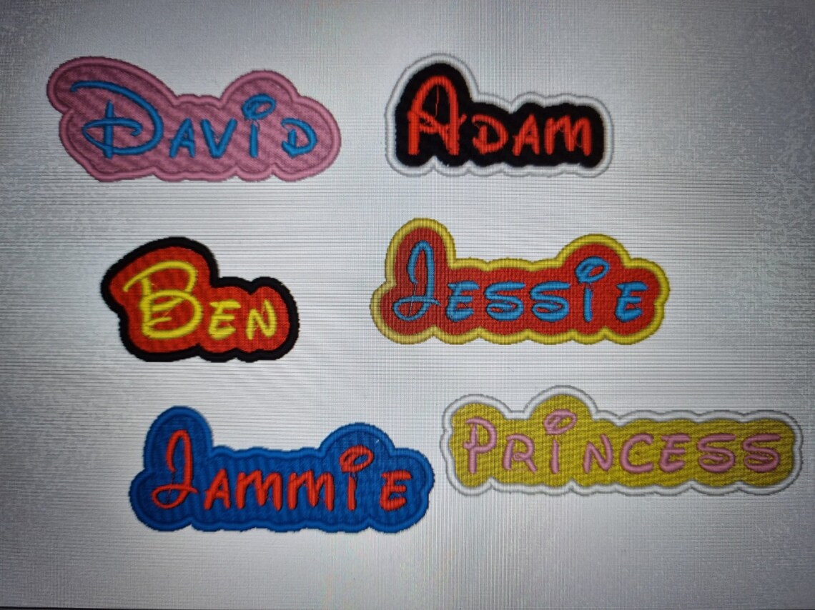 PERSONALISED DISNEY Name Tag Logo TEXT Badge Patch Around 4 X | Etsy UK