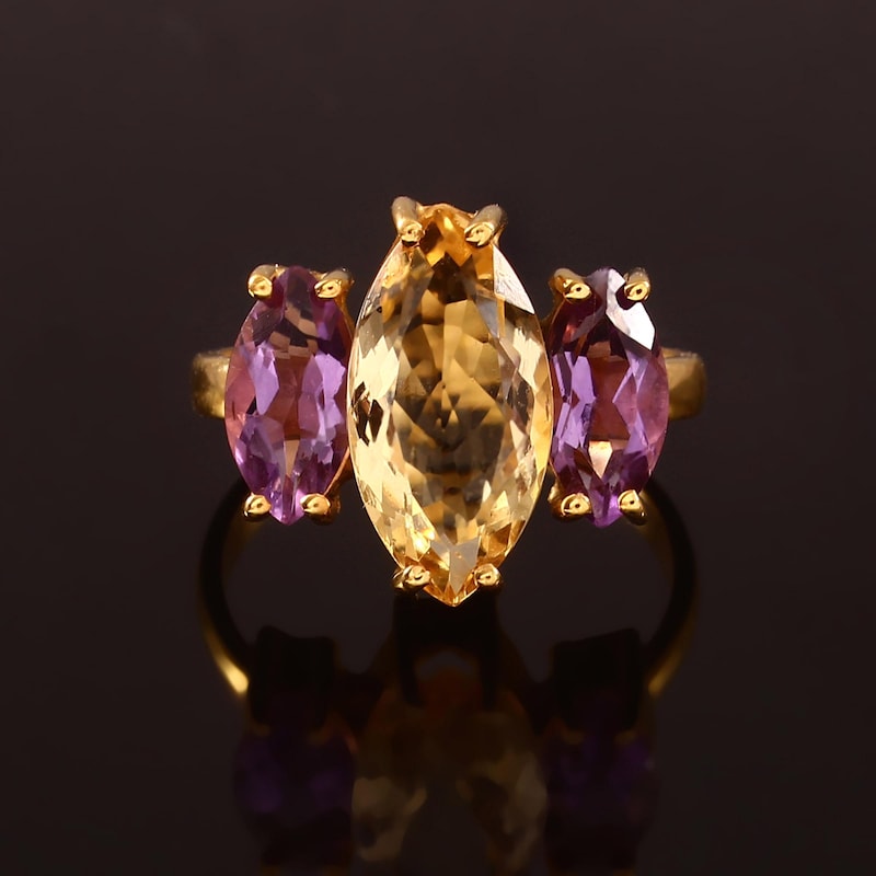 Amethyst & Citrine Ring - Etsy