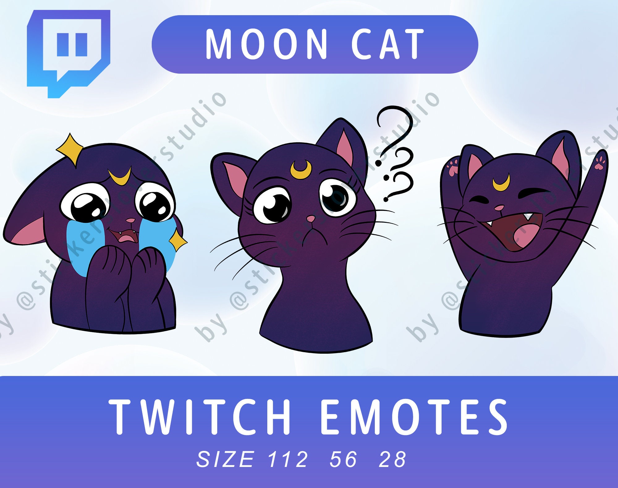 Custom Moon Cat Twitch Emotes Pac und Bages. Größen: 112 72 | Etsy