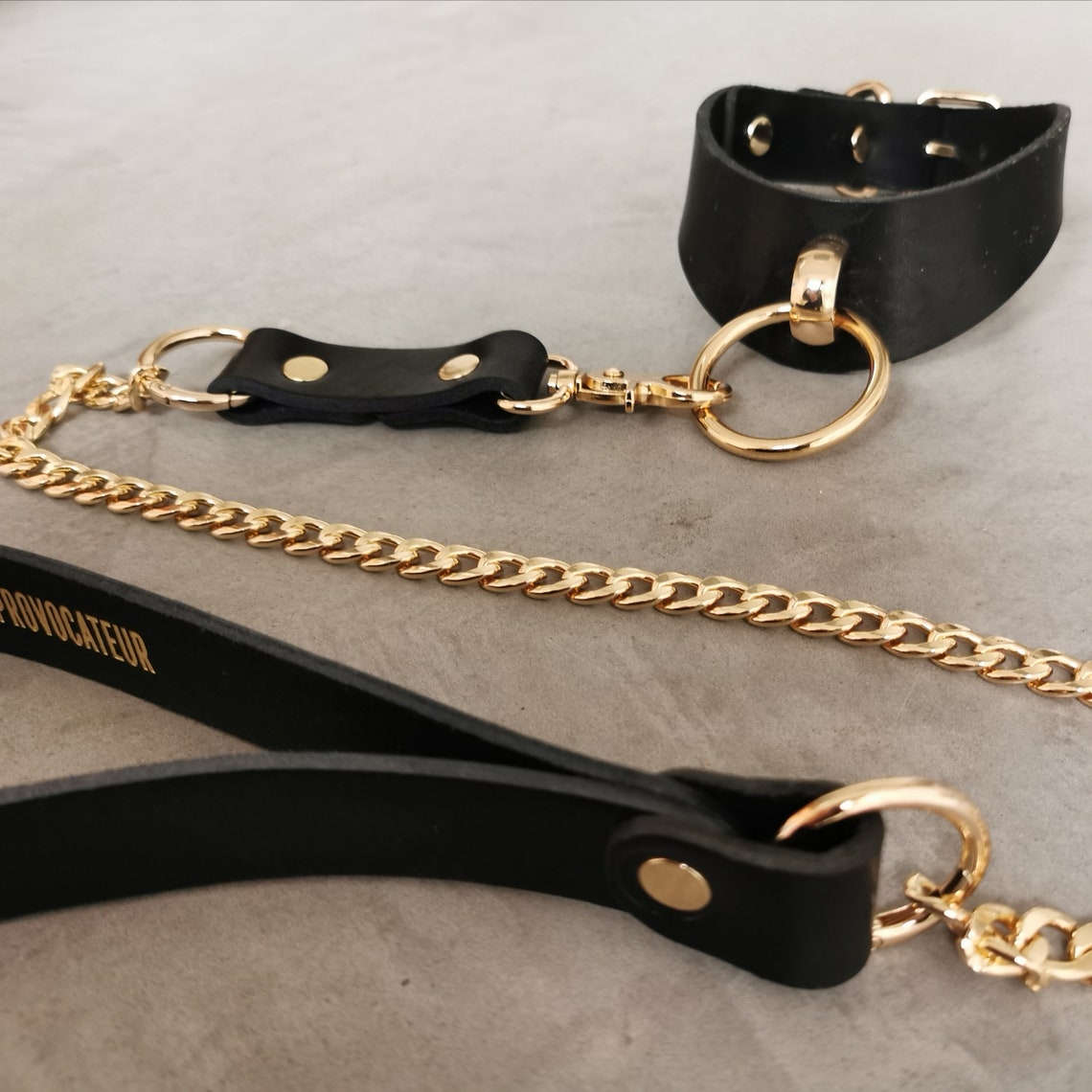 Leather BDSM Leash for Sub or Petplay Leather Chain Leash for BDSM ...