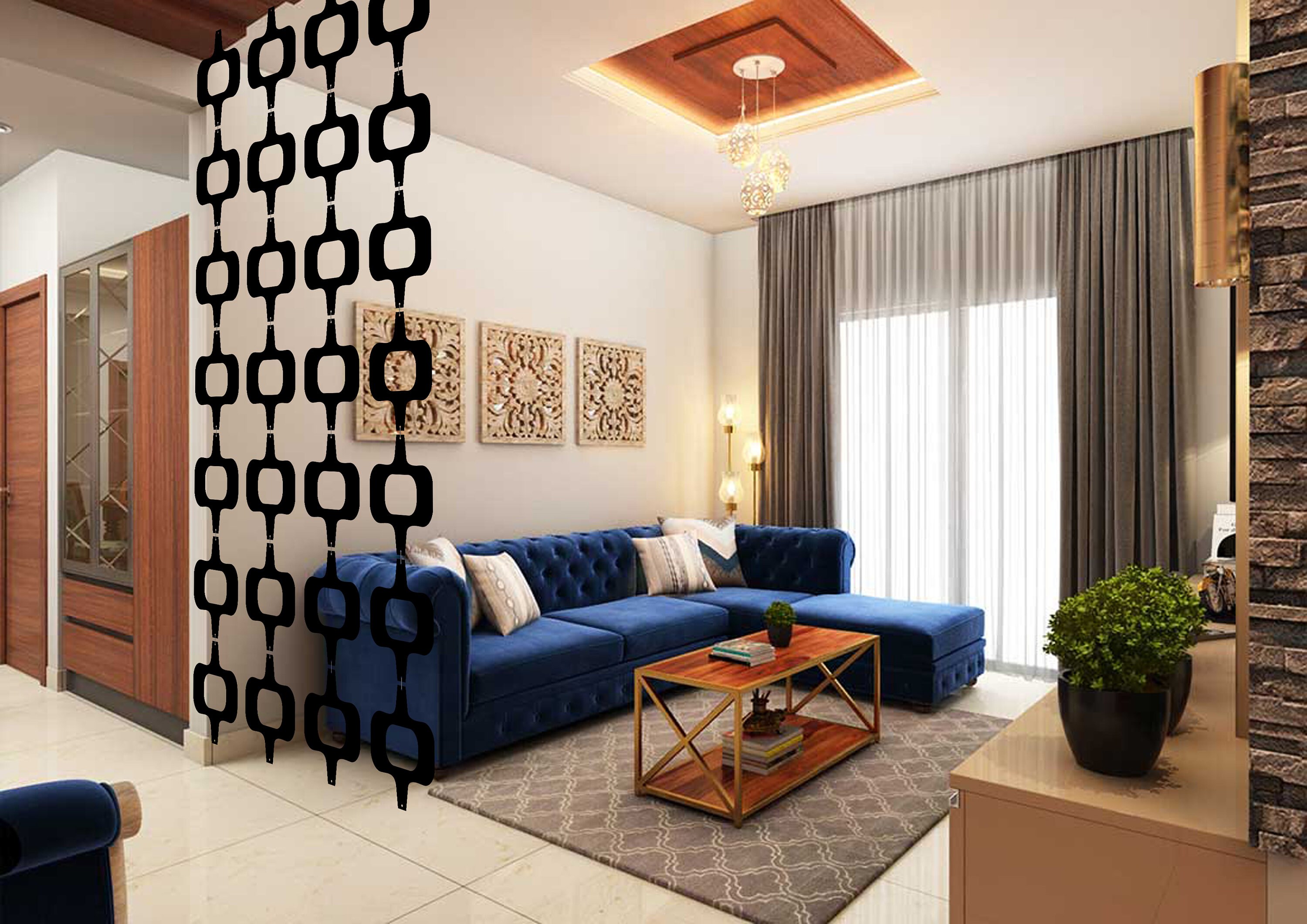 Room Partition Black , Interior Partition, Decorative Room Divider Set ...