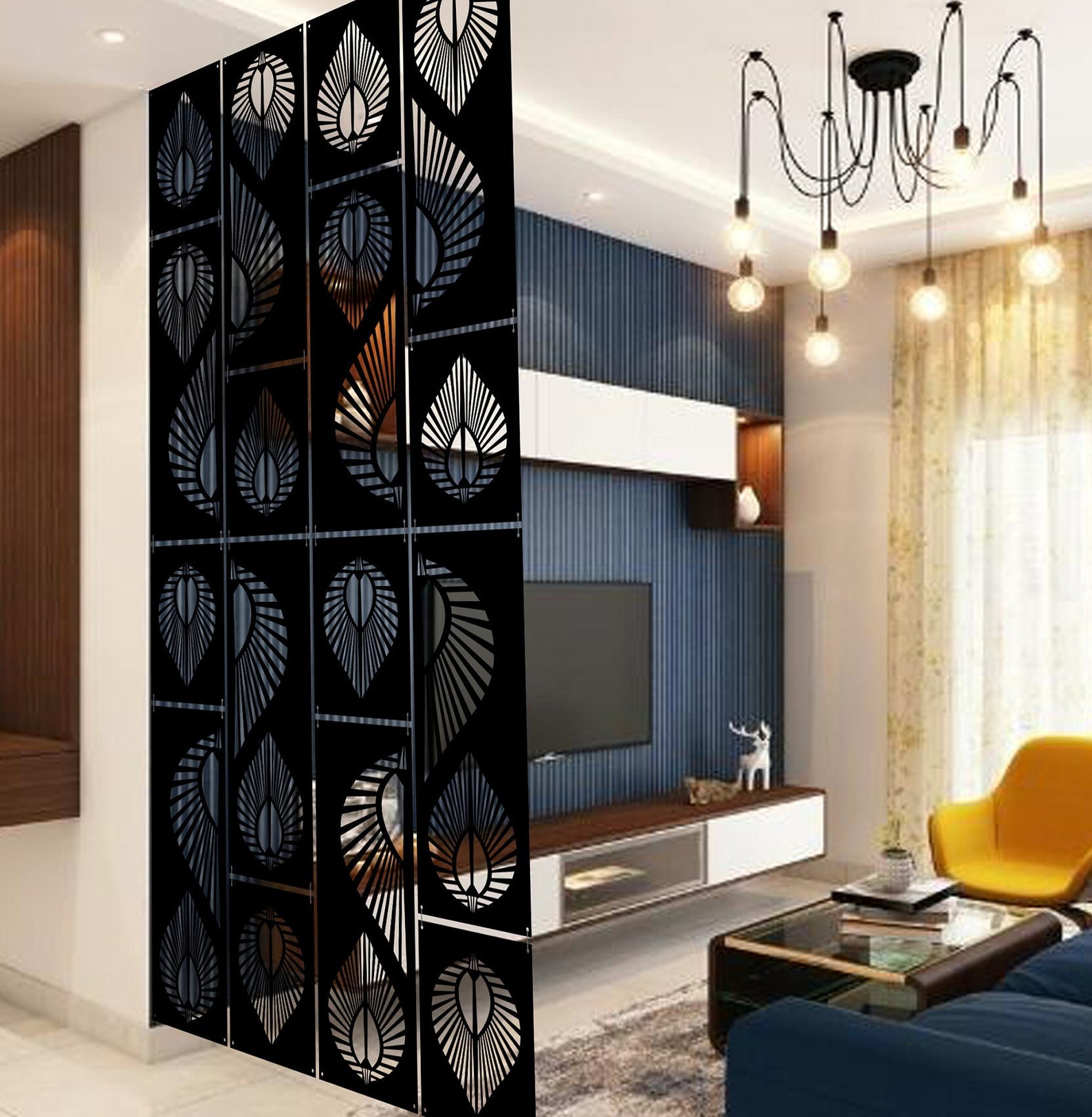 Room Partition Black , Interior Partition, Decorative Room Divider Set ...