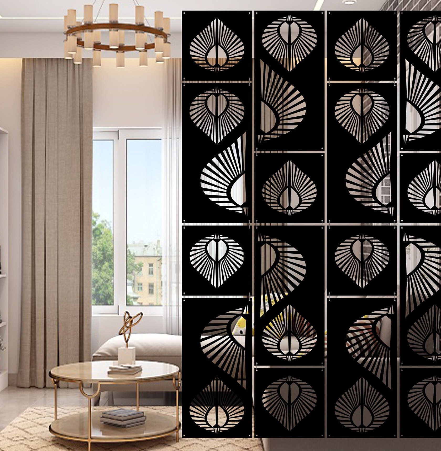 Room Partition Black , Interior Partition, Decorative Room Divider Set ...