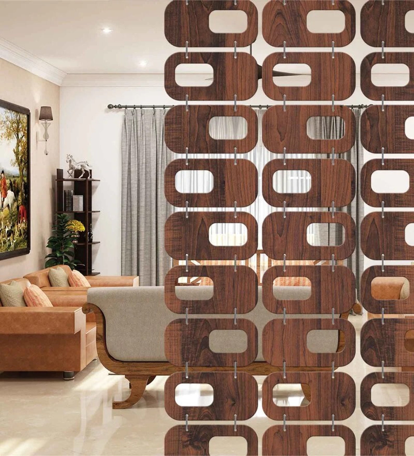 Room Divider Brown Set of 24pcs Hanging - Etsy