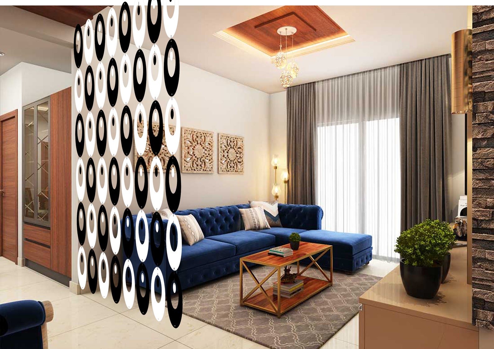 Black and White Room Divider - Mid Century Modern Retro Partition ...
