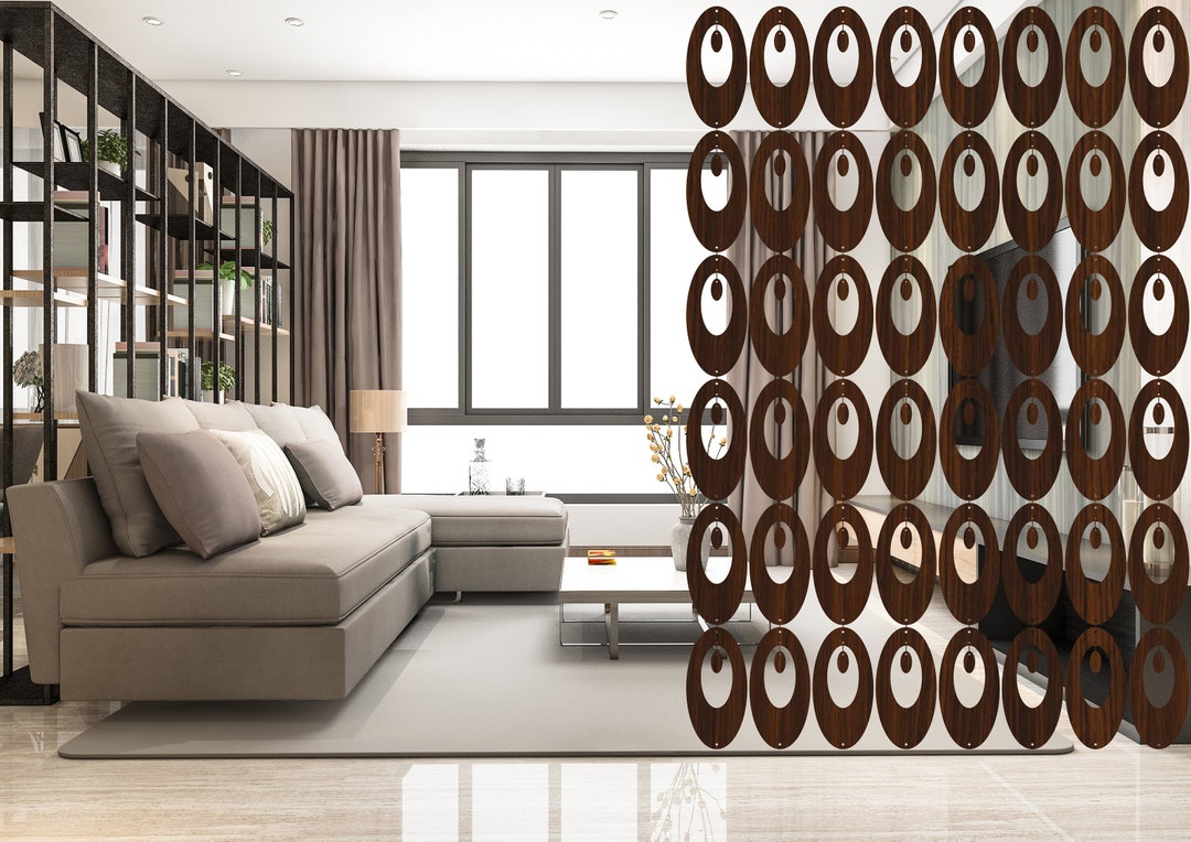 Brown Room Divider - Mid Century Modern Retro Partition Curtain With ...
