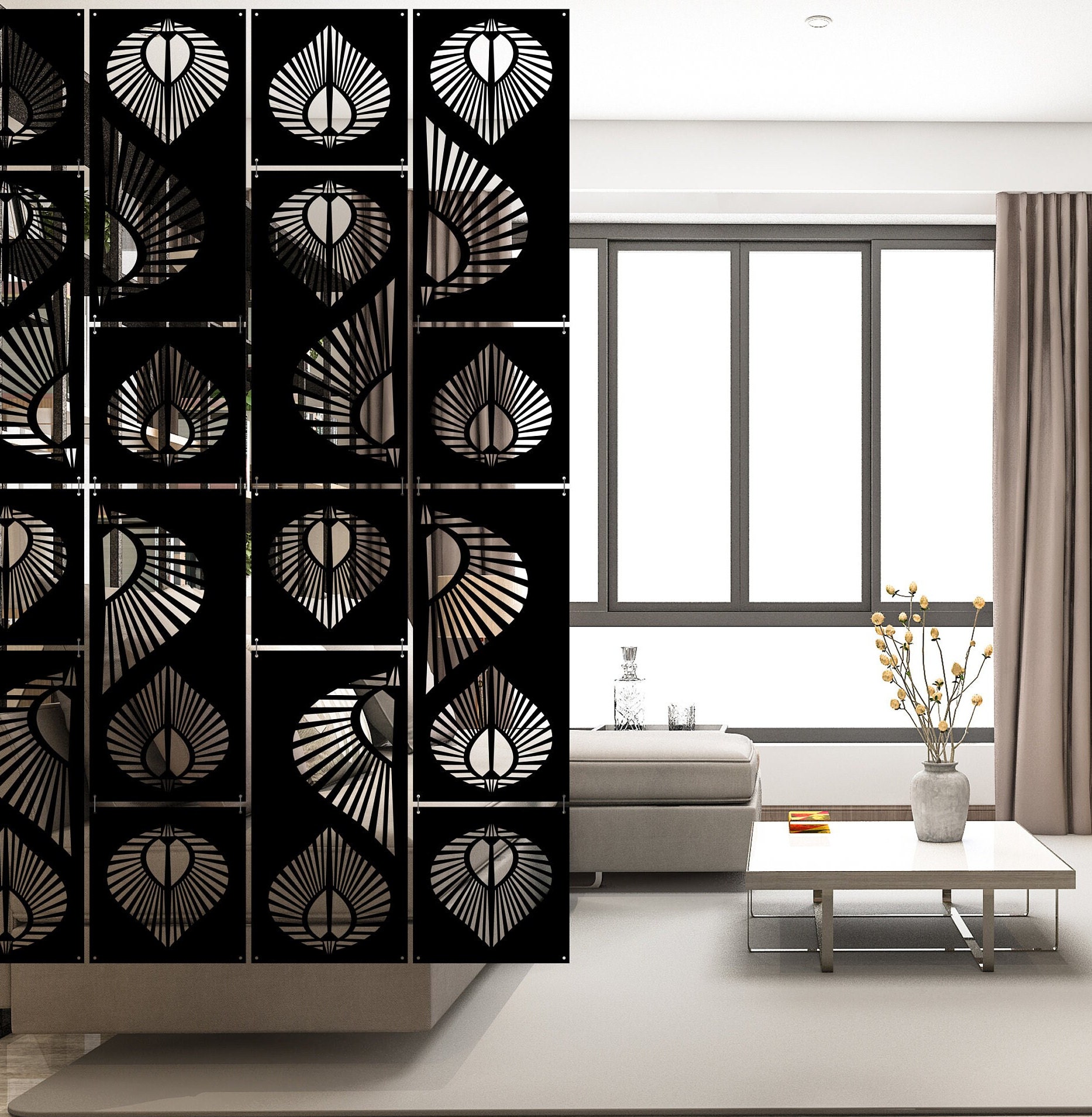 Room Partition Black , Interior Partition, Decorative Room Divider Set ...