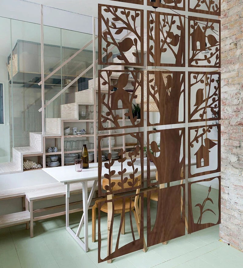 Room Divider Parathion Wall Hanging Tree Design With Birds - Etsy