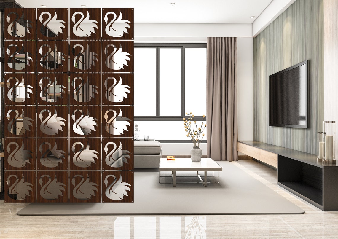 Room Divider Partition Brown Decorative Swan Design, 12 Panels Swan - Etsy