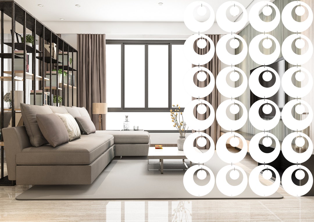 White Room Divider - Mid Century Modern Retro Partition Curtain White ...