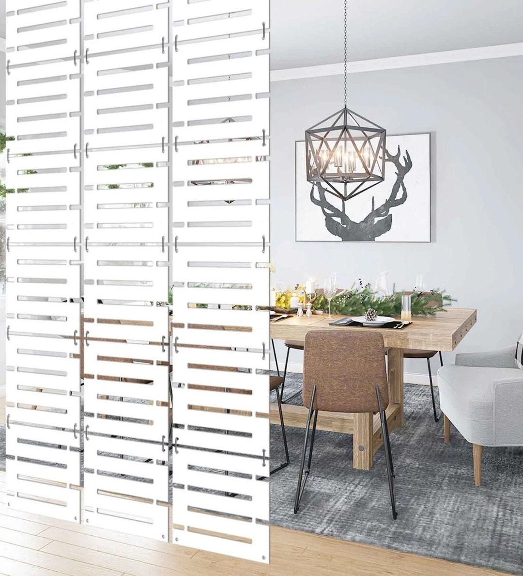 Room Partition White , Interior Partition, Decorative Room Divider Set ...