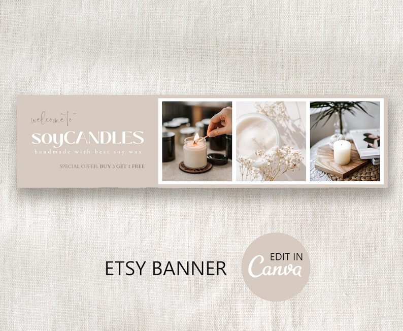 Etsy Banner Template Editable in Canva, DIY Etsy Photo Covertemplate ...