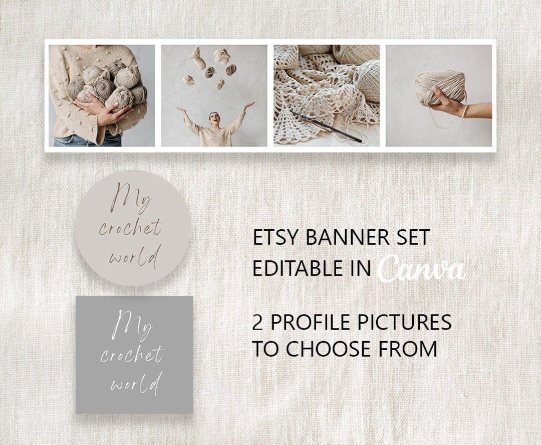 Editable Etsy Shop Brand Kit Crochet With Logo Type Font, Photo Banner ...
