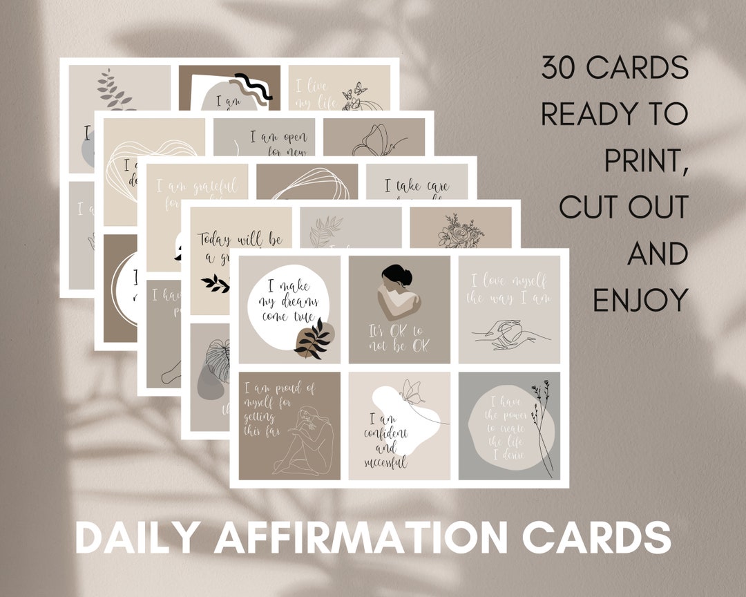 Daily Affirmation Cards, Set of 30 Printable Cards, Boho Affirmation ...