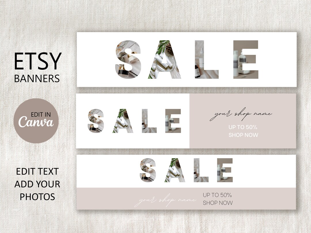 Etsy Banner Template Editable in Canva, DIY Etsy Photo Covertemplate ...