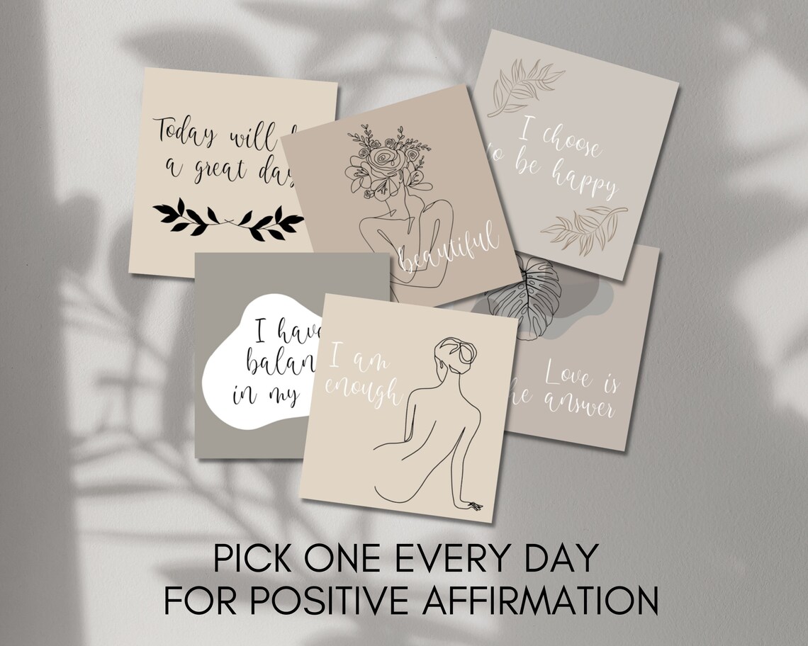 Daily Affirmation Cards, Set of 30 Printable Cards, Boho Affirmation ...