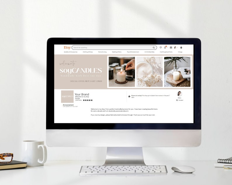 Etsy Banner Template Editable in Canva, DIY Etsy Photo Covertemplate ...