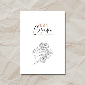 Monthly Calendar 2024, Printable Calendar With Affirmations for Women ...