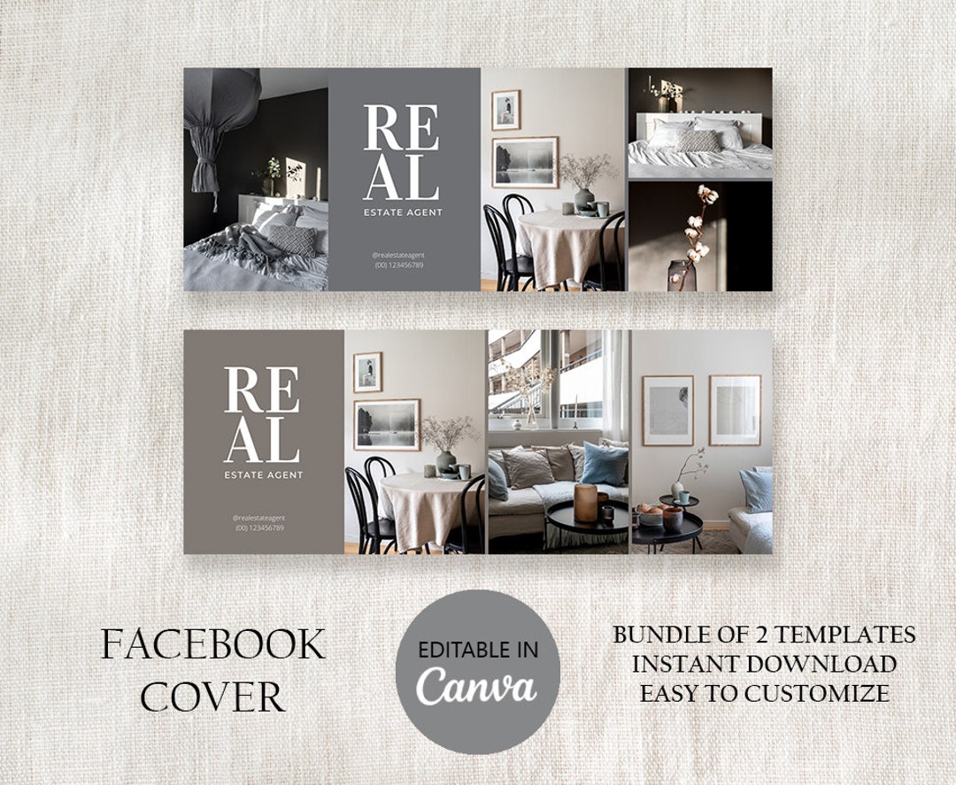 Realtor Facebook Cover Template, Modern Interior Design (canva Editable ...