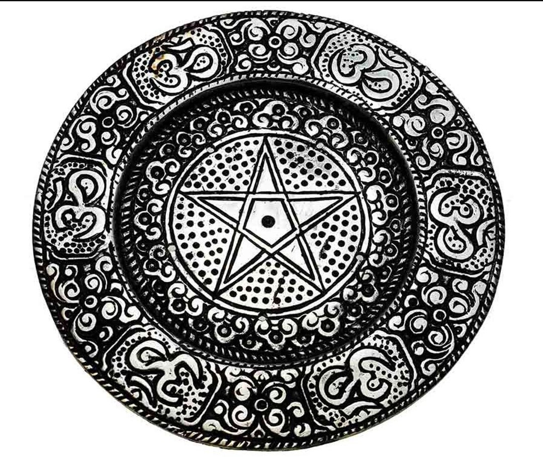 Pentacle or Pentagram Design Round Silver Metal Incense - Etsy