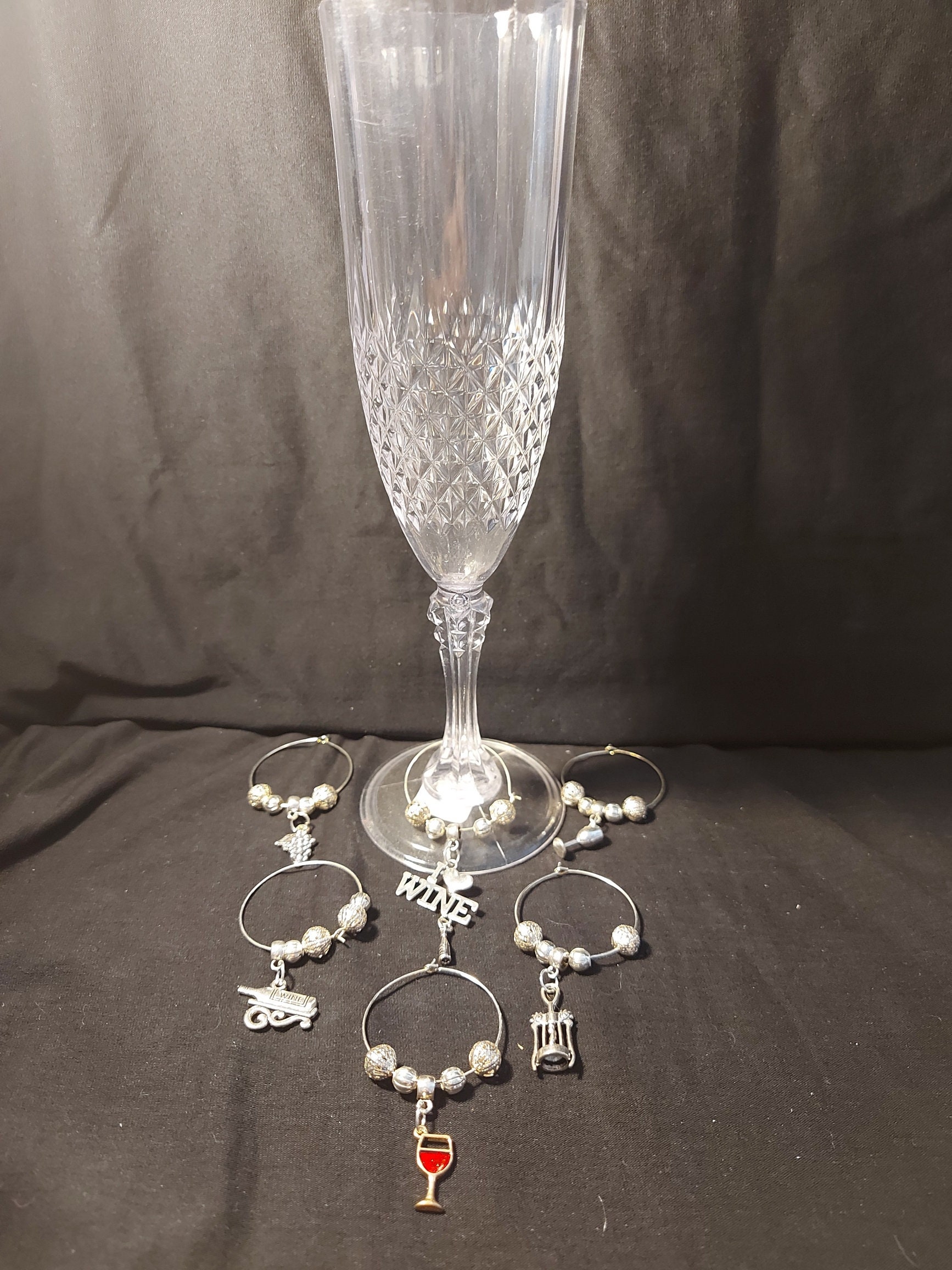 6 x Wein Glas Charms Wein Themen-Set große Tischdekoration | Etsy