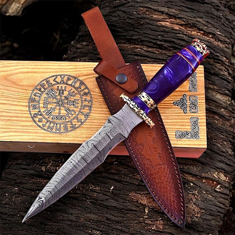 Hand Forged Damascus Steel Athame Dagger | Pagan Ritual Knife With ...