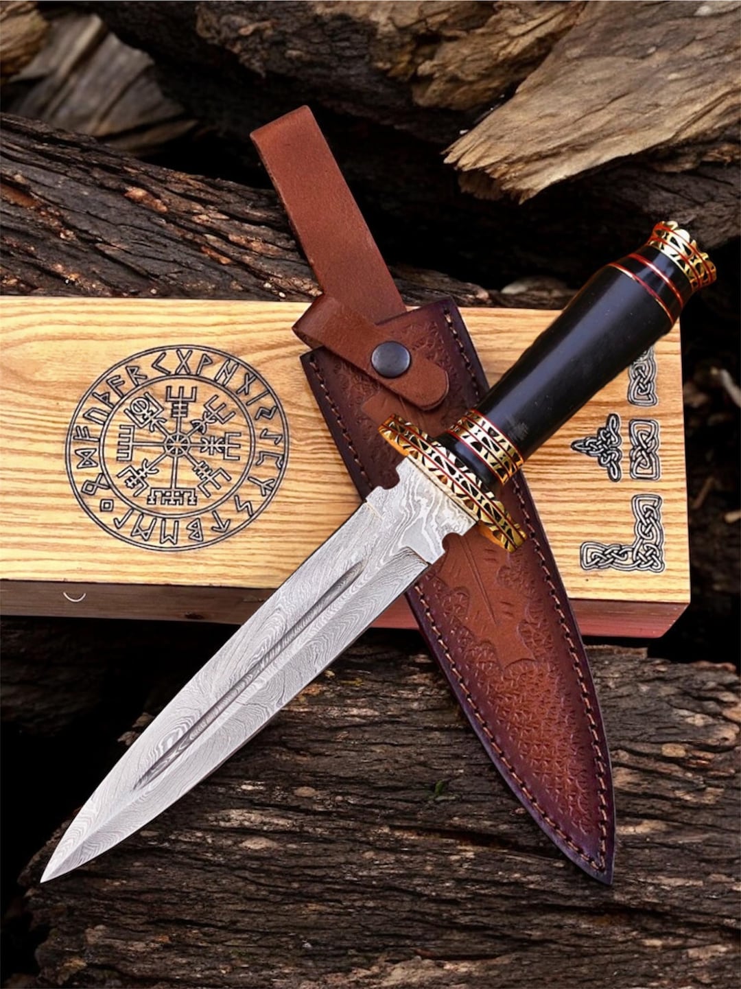 Hand Forged Damascus Steel Athame Dagger | Pagan Ritual Knife With ...