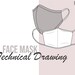 Face Mask Technical Drawing - Face Mask Template - Etsy
