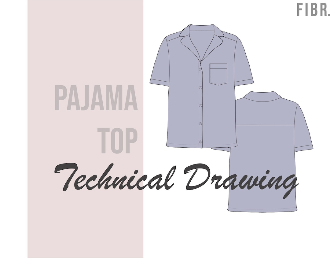 Pajama Top- PJ Shirt Technical Drawing - Etsy